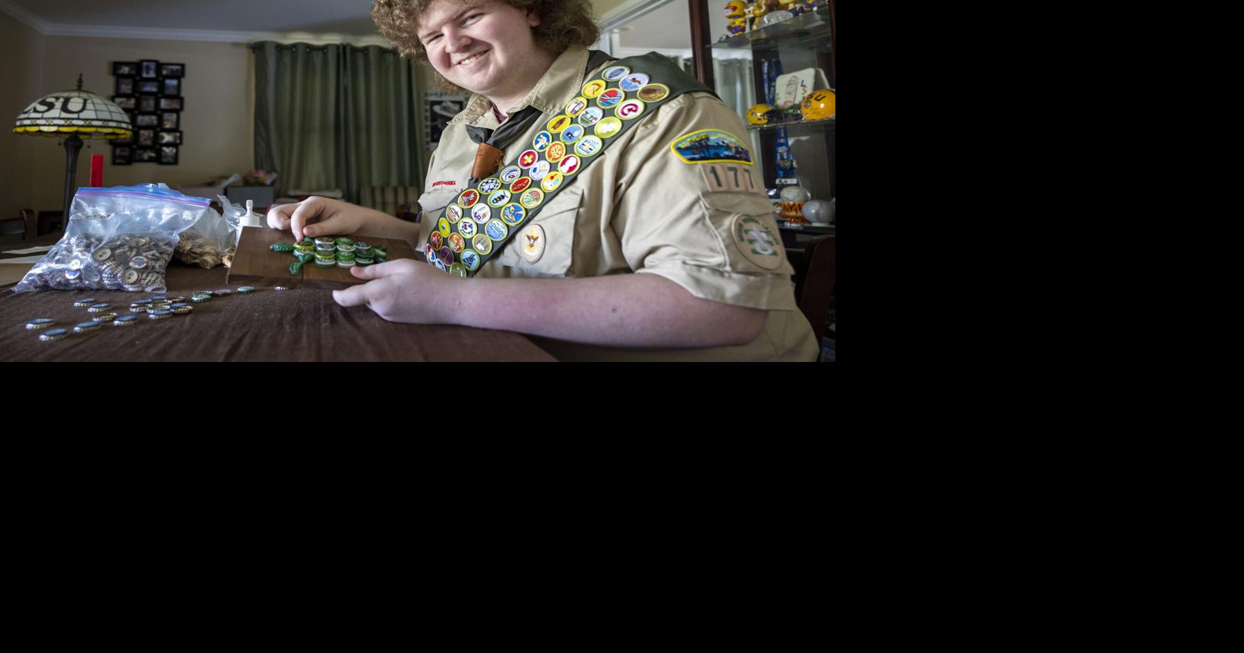 Scout with autism creates artwork from bottle caps; sales help pay for ...