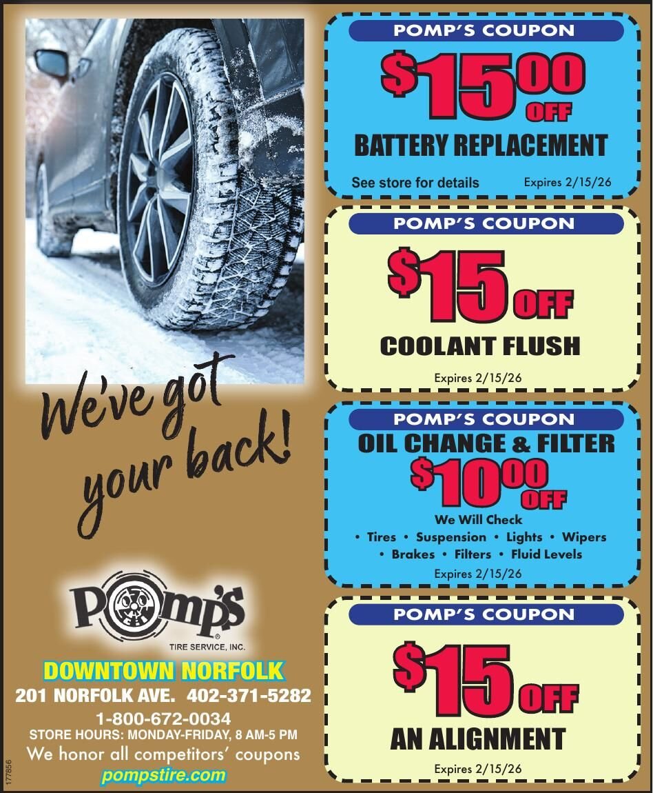 Pomp's Tire | Services | norfolkdailynews.com