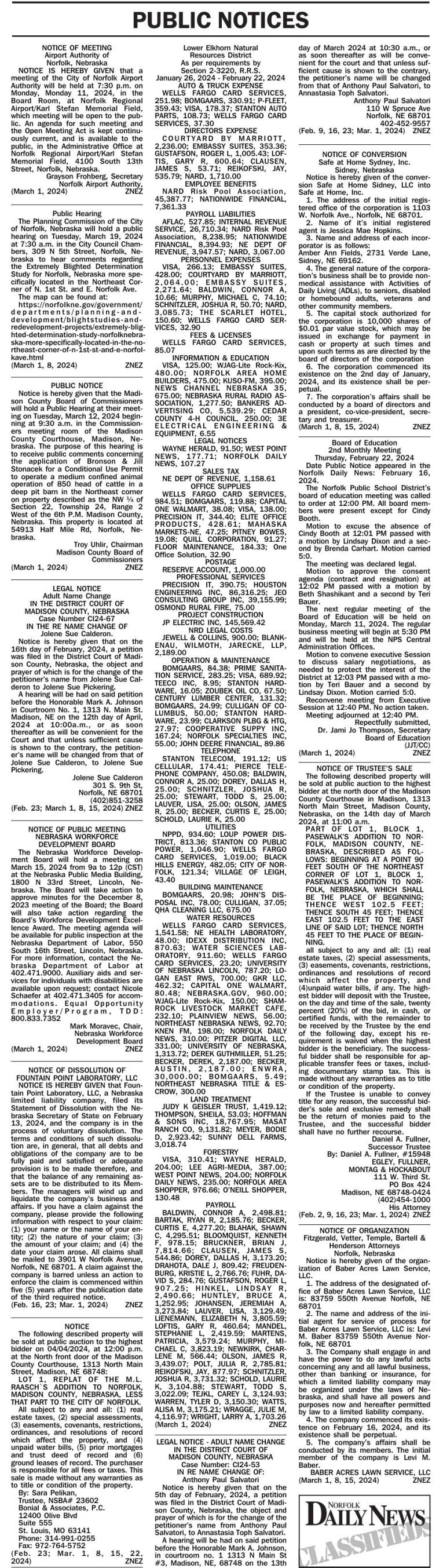 March 1 Public Notices | News | norfolkdailynews.com