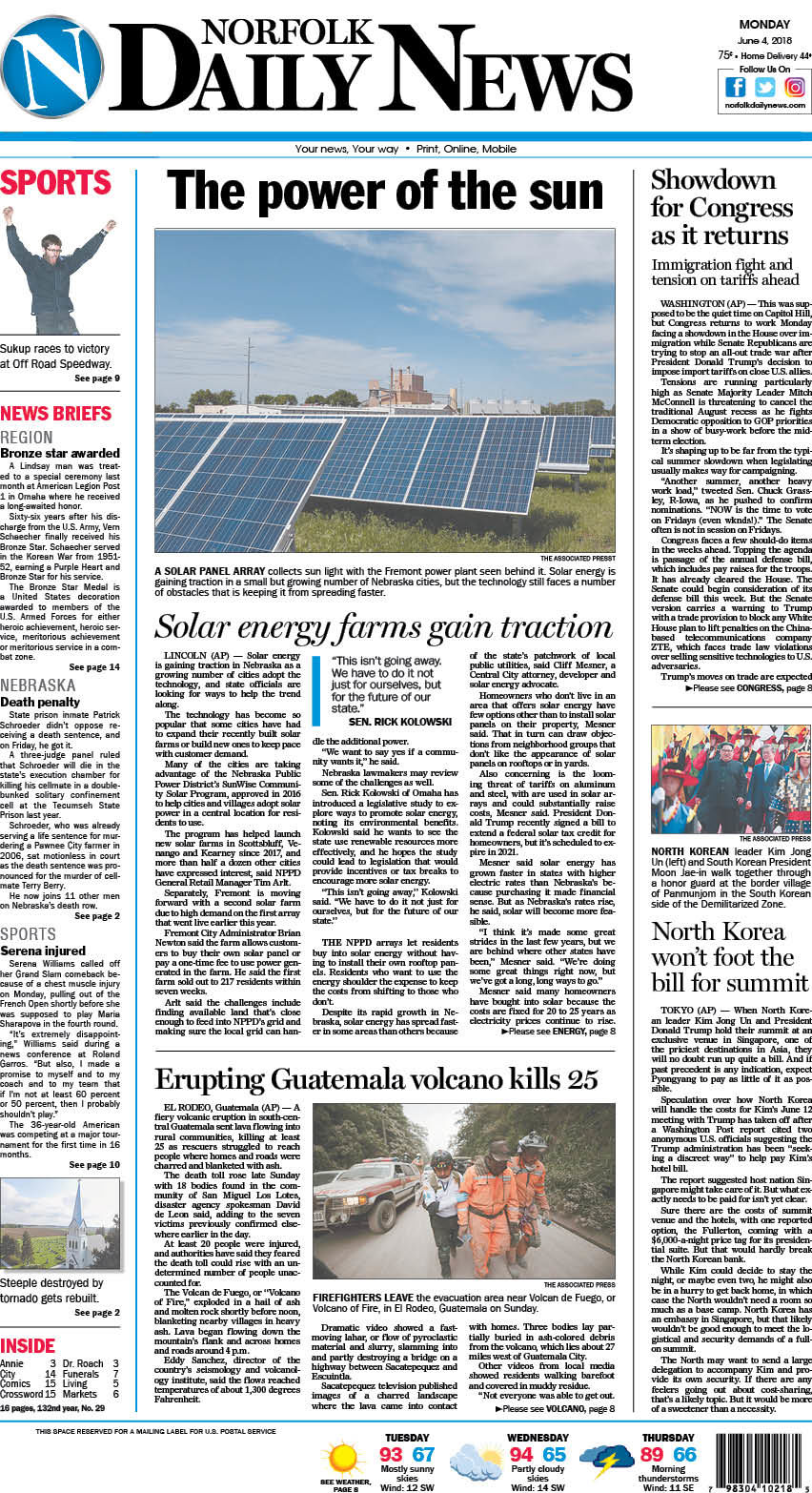 In Monday's paper | News | norfolkdailynews.com