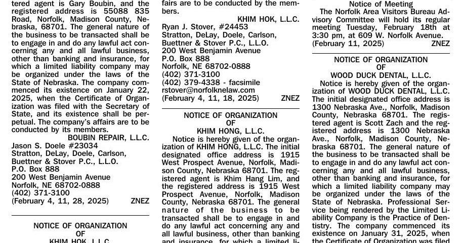 February 11 Public Notices | News | norfolkdailynews.com