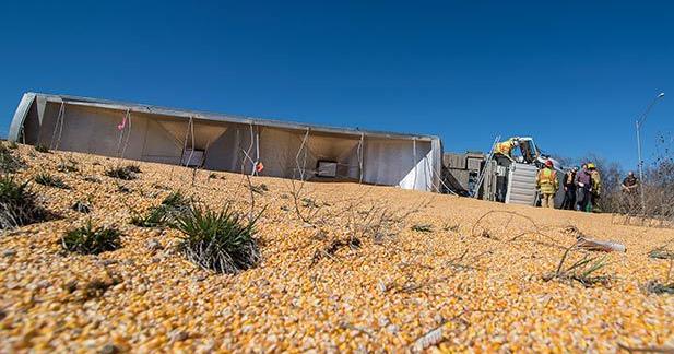Semi spills corn after overturning at intersection | News ...