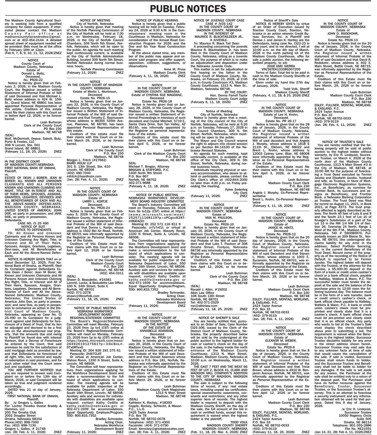 February 11 Public Notices | News | norfolkdailynews.com