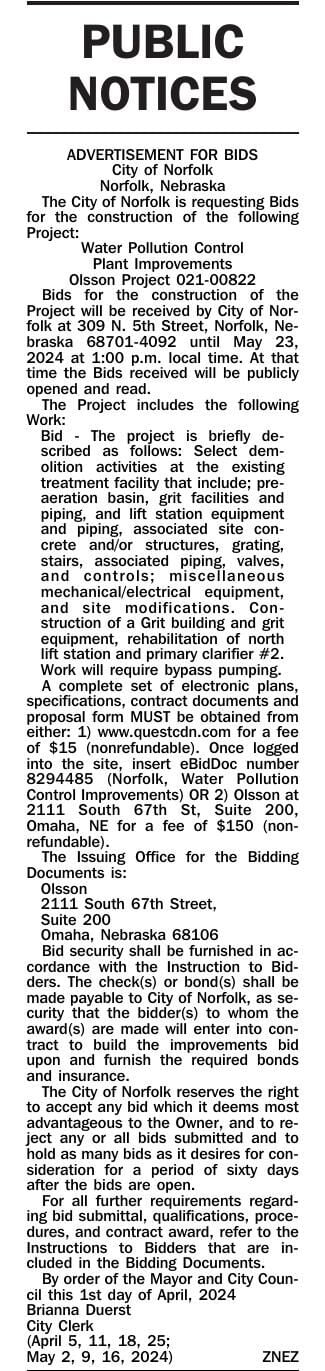 April 11 Public Notice | News | norfolkdailynews.com