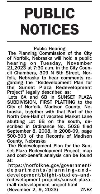 November 2 Public Notice | News | norfolkdailynews.com