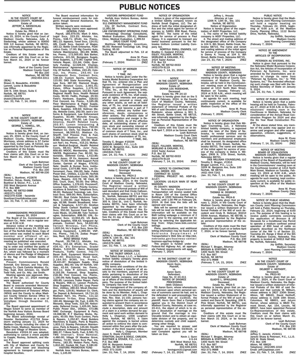 February 7 Public Notices | News | norfolkdailynews.com