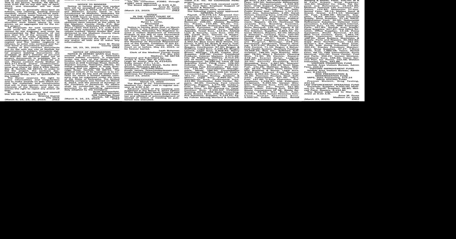 March 23 Public Notices | News | norfolkdailynews.com