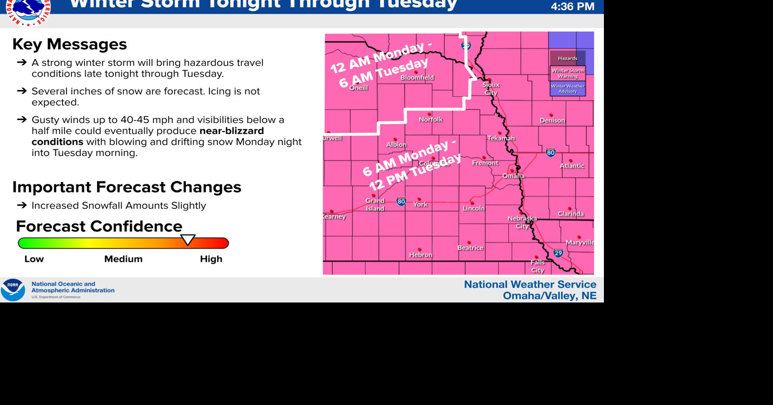 Winter storm conditions expected in Northeast Nebraska Monday through ...