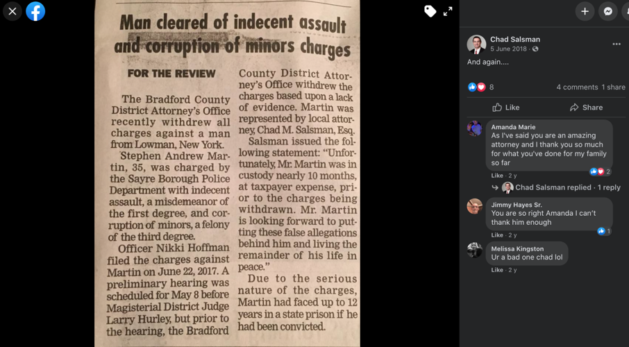 Bradford County District Attorney Chad Salsman under investigation by ...