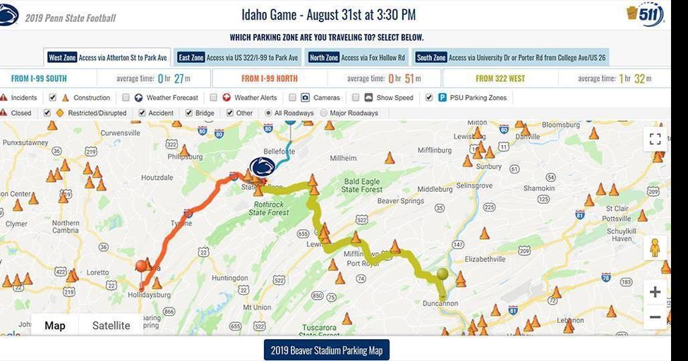 Headed to Penn State Football? Check 511PA for traffic conditions ...