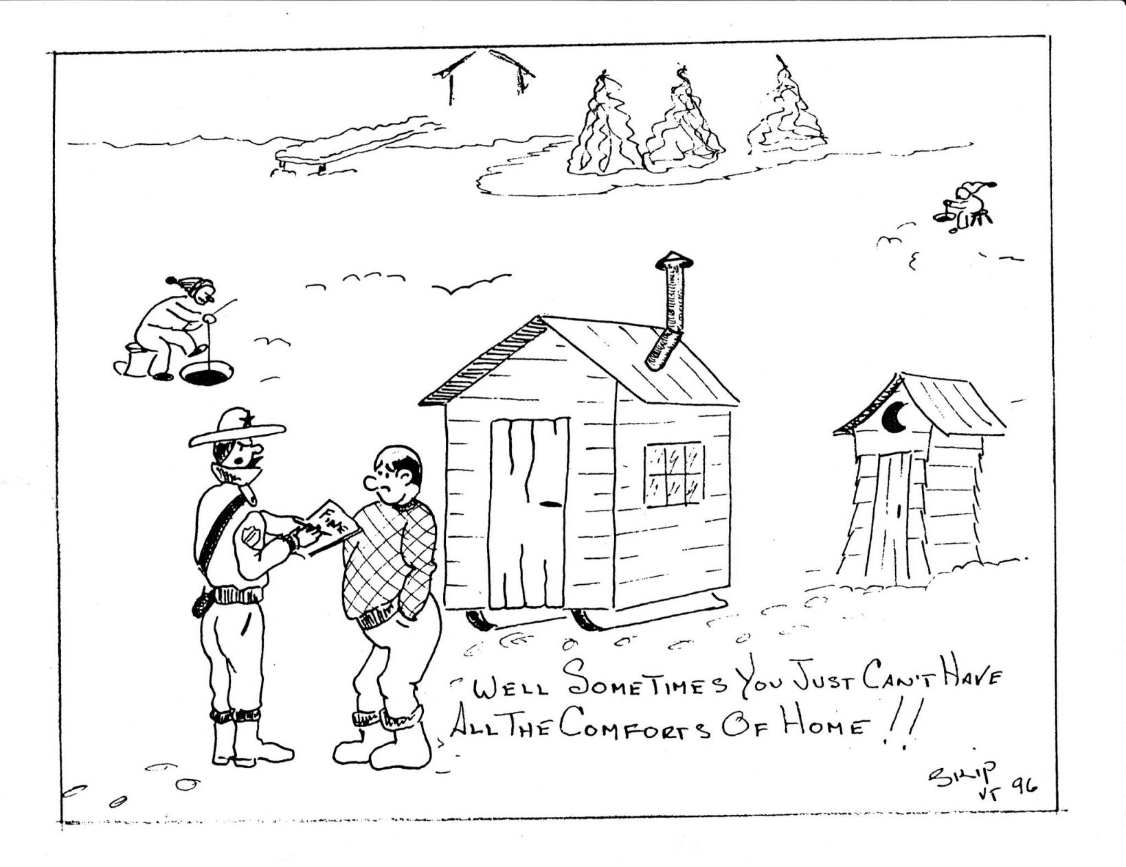 Skip Sedore - ice fishing | Cartoons Illustrations | northstarmonthly.com
