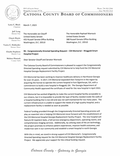 CHI Memorial seeks letter of support to senators | Catoosa Walker News ...