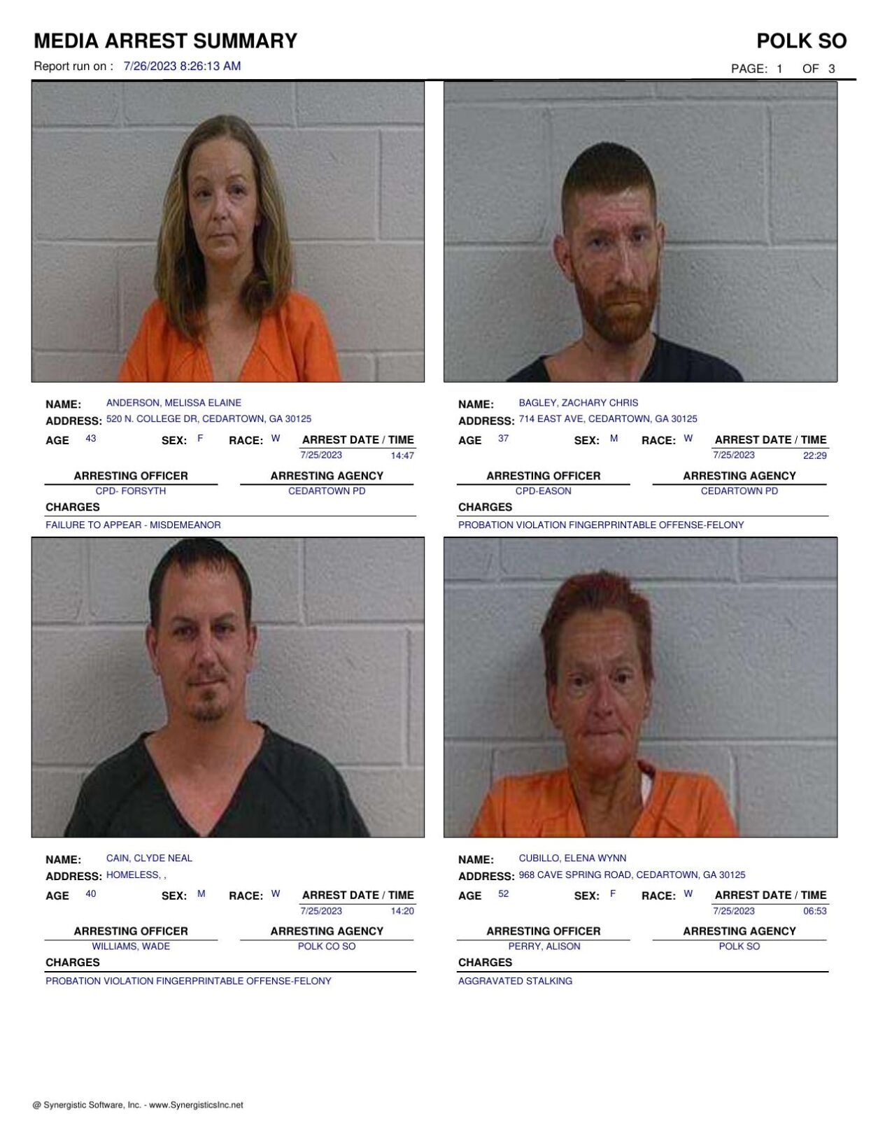 Polk County Jail Report for Wednesday, July 26 | Police Fire ...