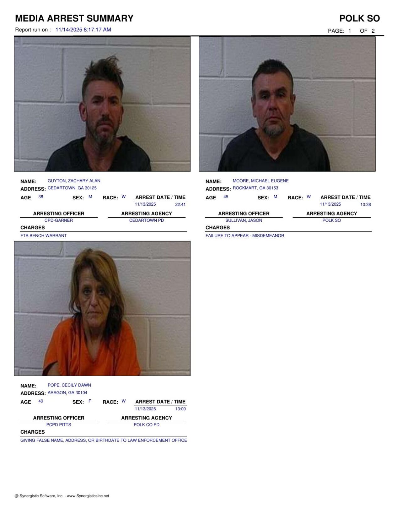 Polk County Jail Report for Friday, Nov. 14 | Police Fire ...