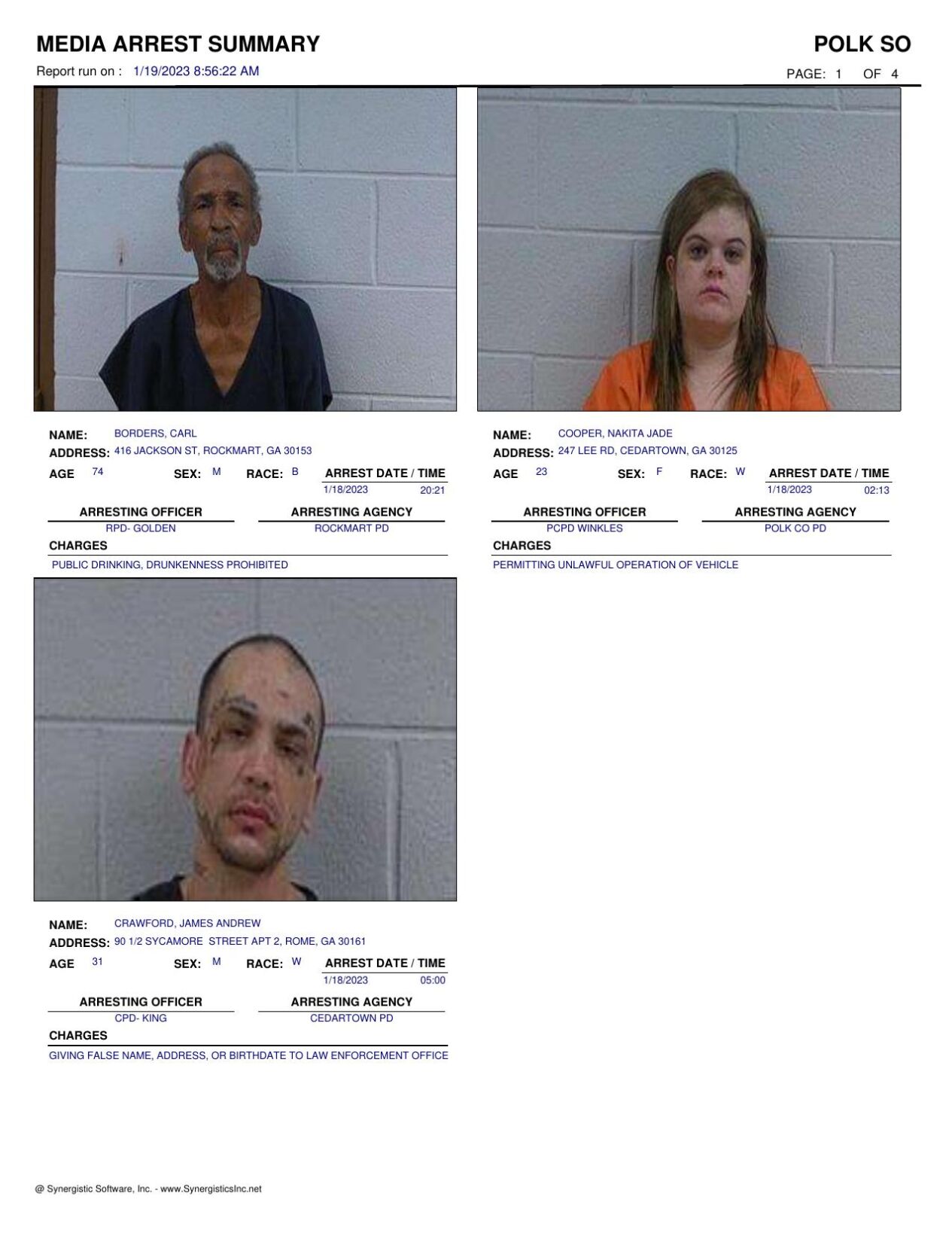 Polk County Jail Report for Thursday, Jan. 19 | Police Fire ...