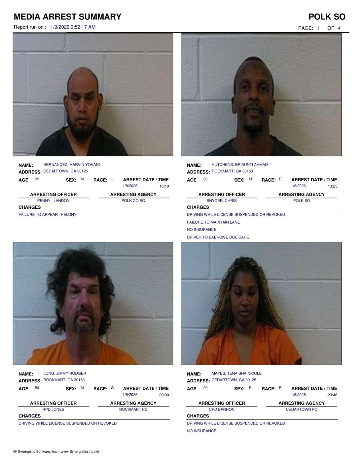 Polk County Jail Report for Friday, Jan. 9 | Police Fire ...