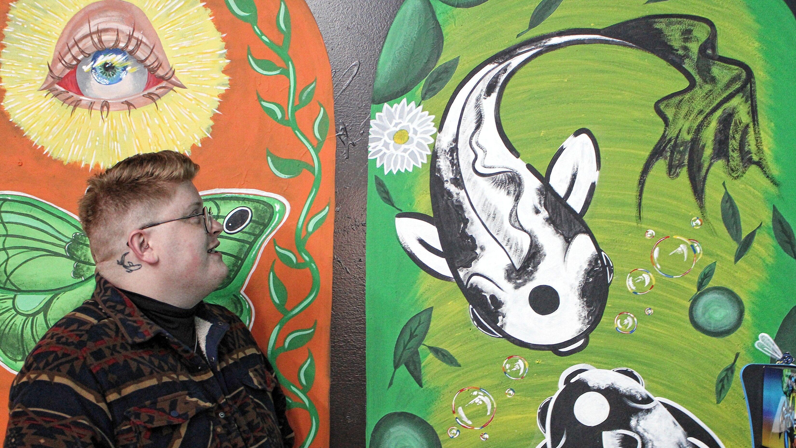Rome artist tells a tale of growth and divinity in mural for Broad ...