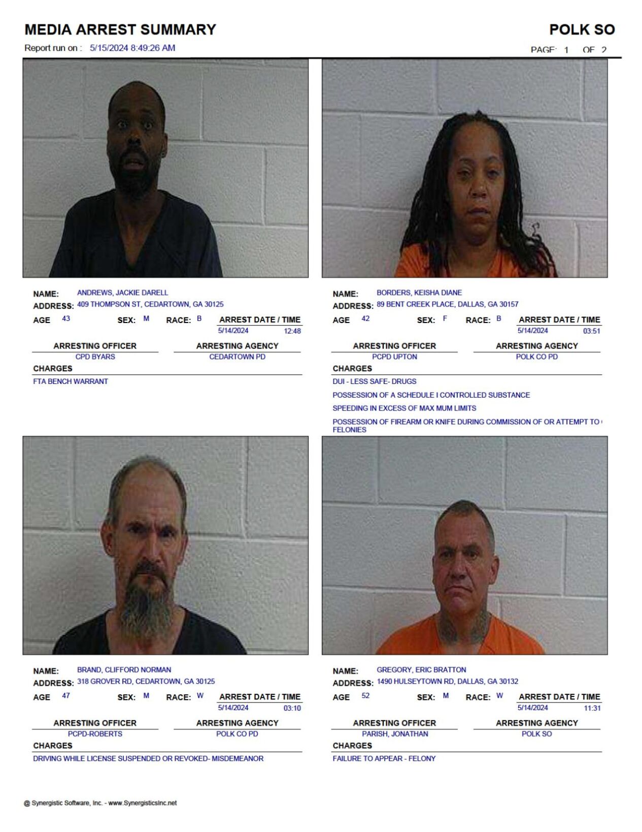 Polk County Jail Report for Wednesday, May 15 | Police Fire ...