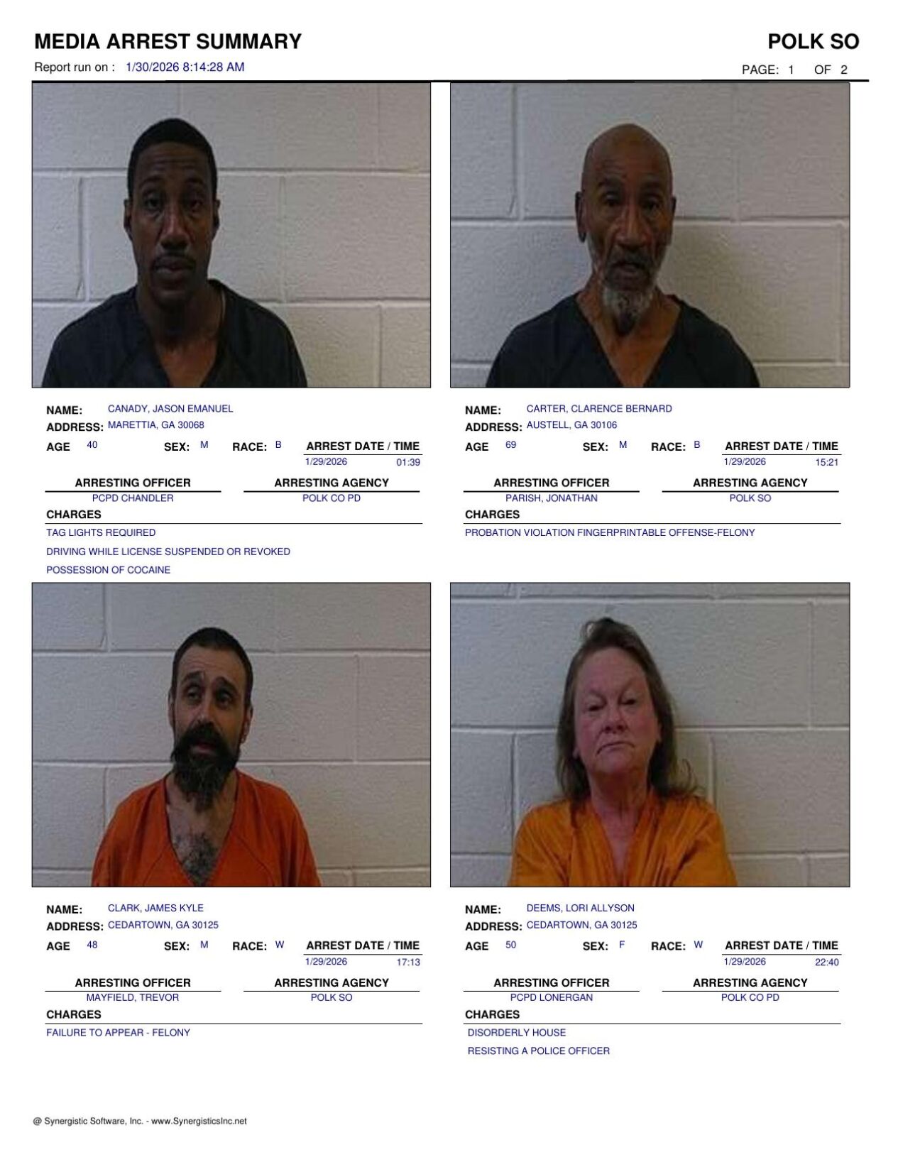 Polk County Jail Report for Friday, Jan. 30 | Police Fire ...