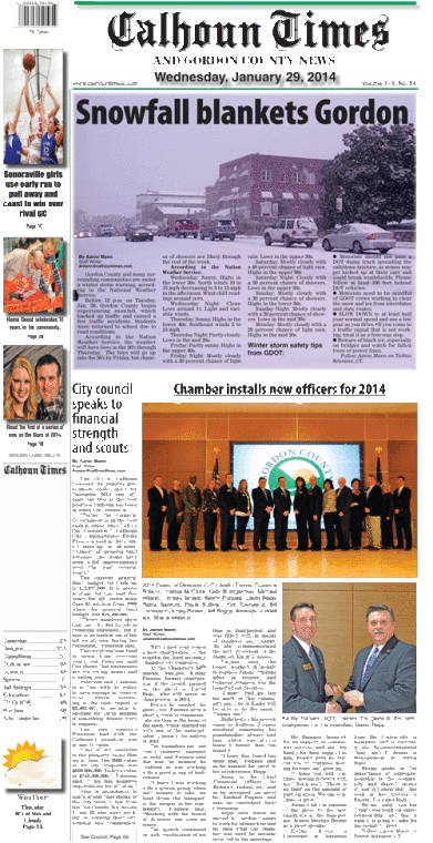 Road conditions to hamper newspaper deliveries today; Calhoun Times ...