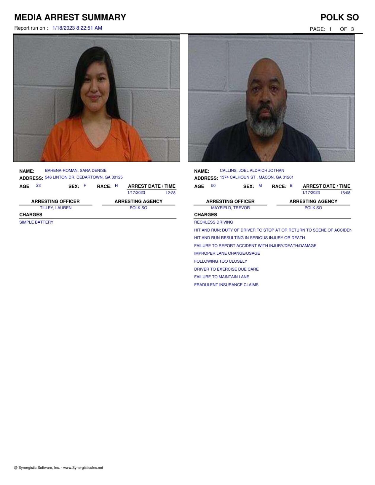 Polk County Jail Report for Wednesday, Jan. 18 | Police Fire ...