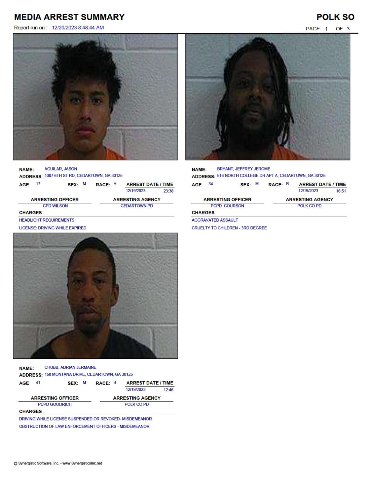 Polk County Jail Report for Wednesday, Dec. 20 | Police Fire ...