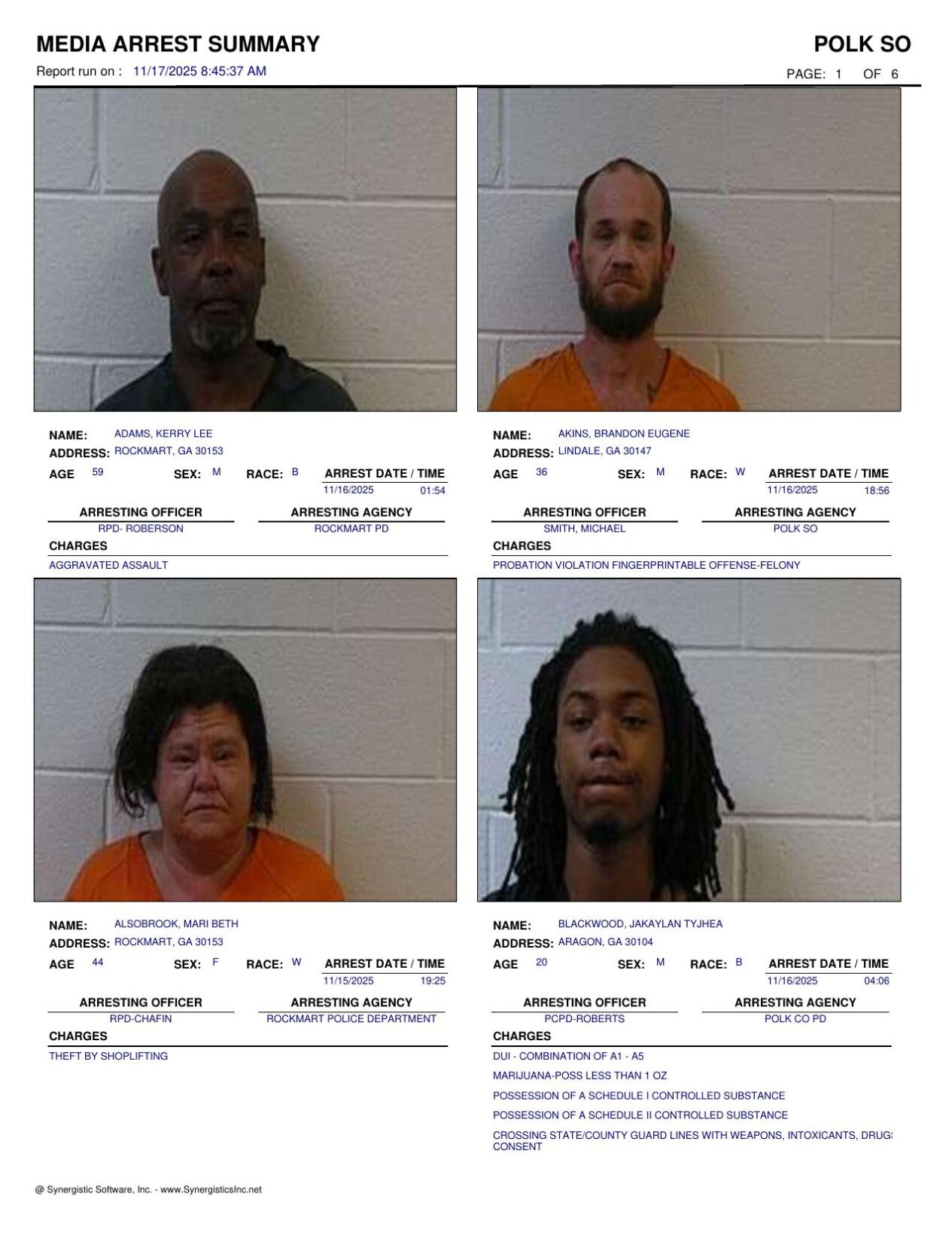 Polk County Jail Report for Monday, Nov. 17 | Police Fire ...
