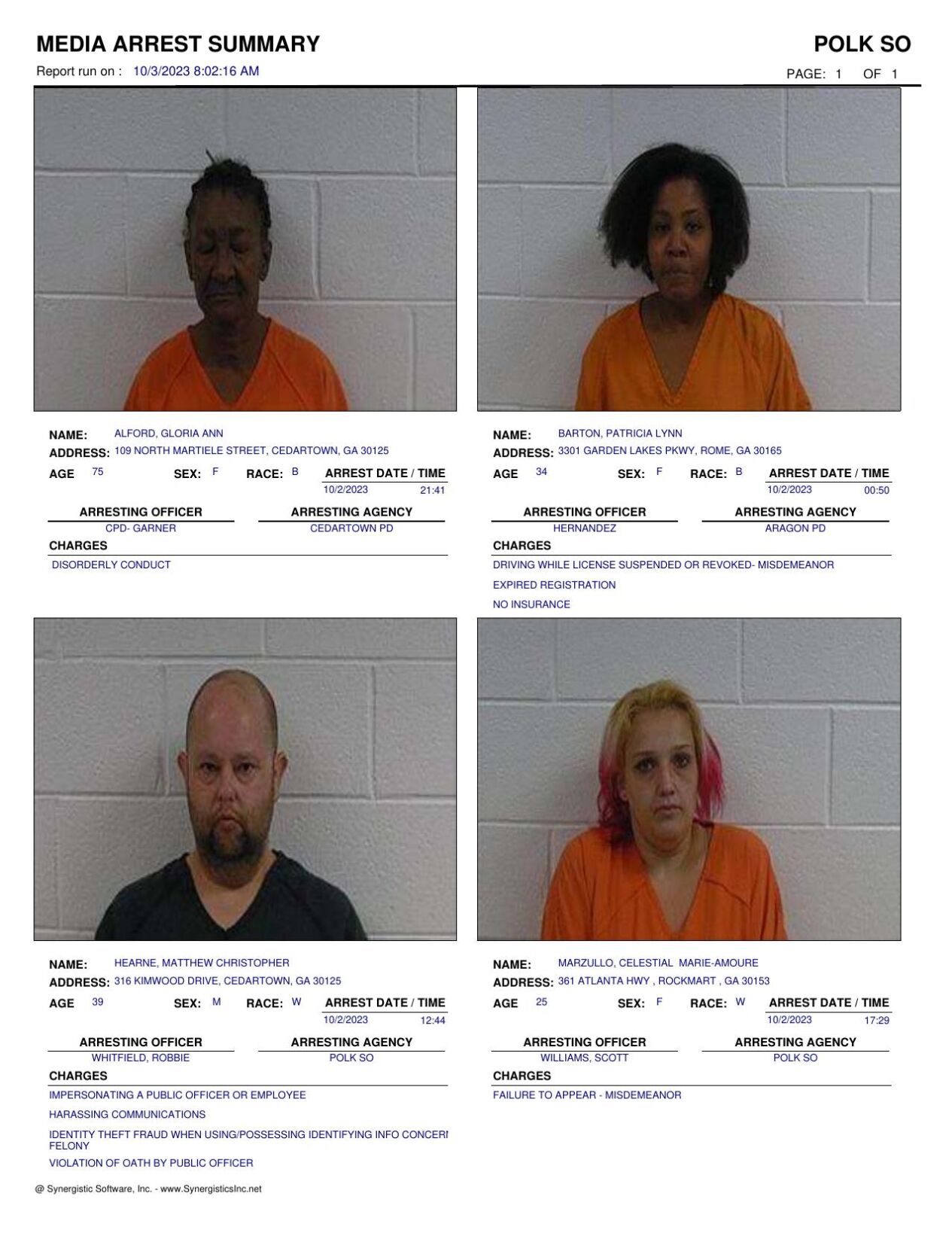 Polk County Jail Report for Tuesday, Oct. 3 | Police Fire ...