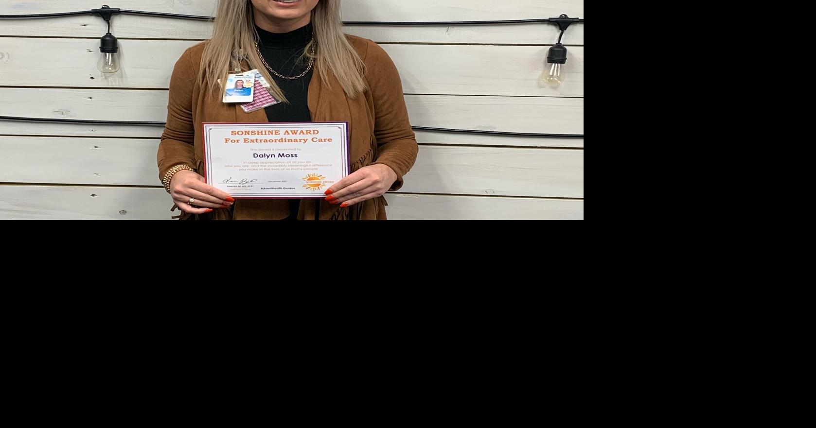 Moss recognized with AdventHealth Gordon’s SonShine Award | Business ...