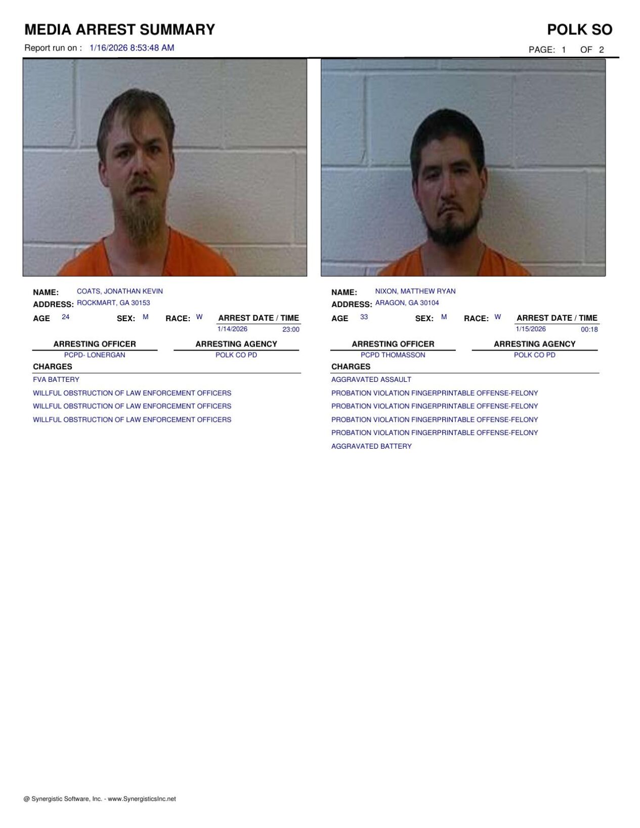 Polk County Jail Report for Friday, Jan. 16 | Police Fire ...