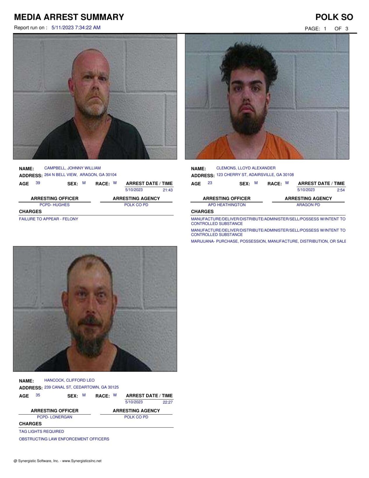 Polk County Jail Report for Thursday day, May 11 | Police Fire ...