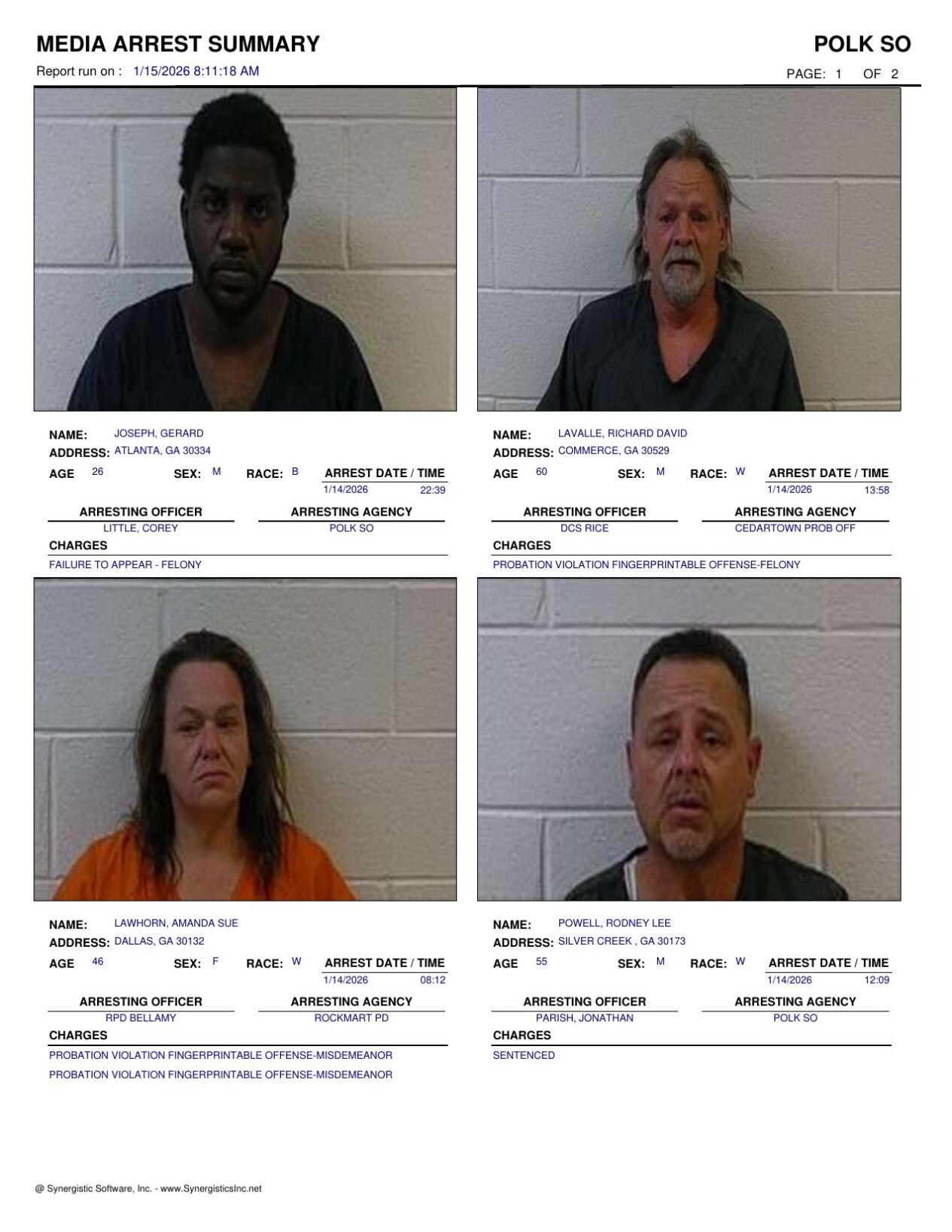 Polk County Jail Report for Thursday, Jan. 15 | Police Fire ...