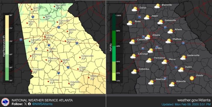 Northwest Georgia Weather: Partly sunny, high near 73 | Weather ...