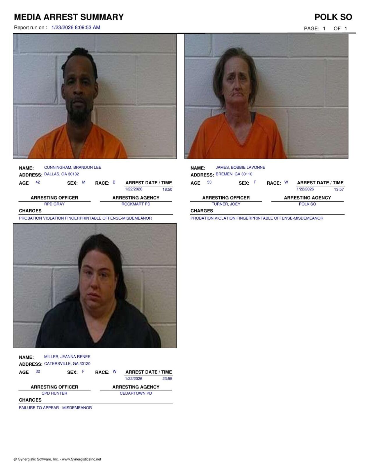 Polk County Jail Report for Friday, Jan. 23 | Police Fire ...