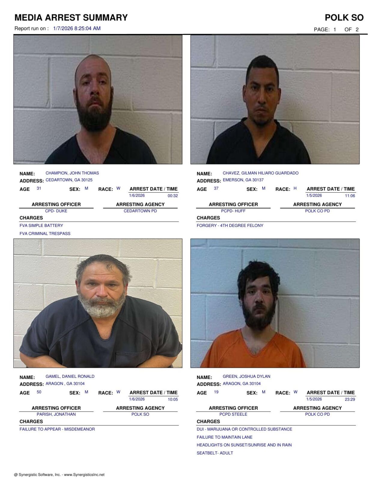 Polk County Jail Report for Wednesday, Jan. 7 | Police Fire ...