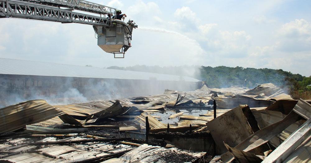 Firefighter ‘going to be OK’ after empty chicken house burns to ground ...