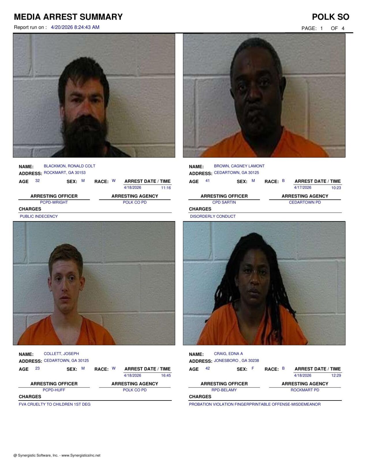 Polk County Jail Report for Monday, April 20 | Police Fire ...