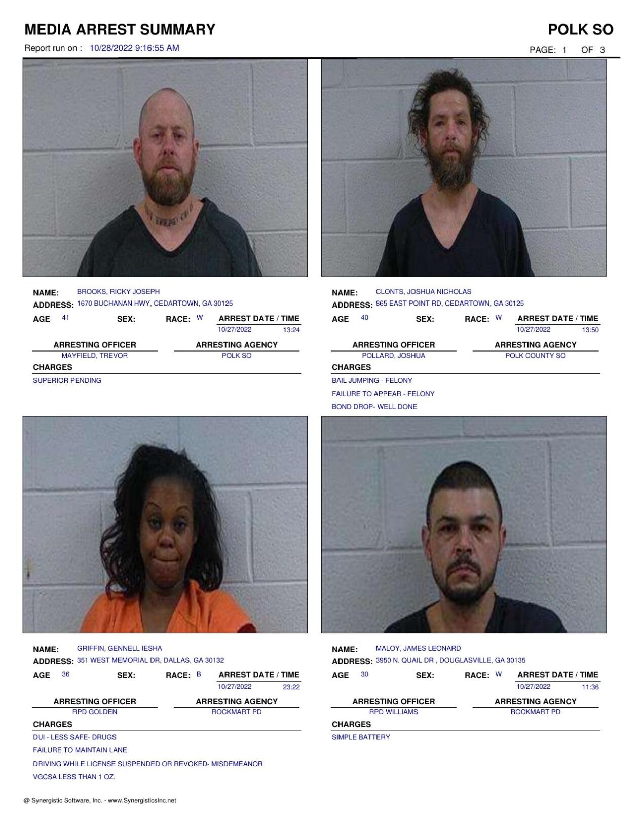 Polk County Jail Report for Friday, Oct. 28 | Police Fire ...