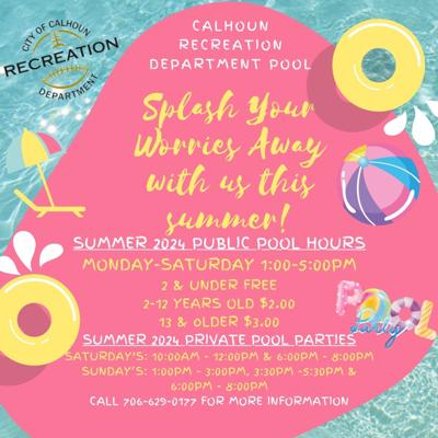 Calhoun Recreation Department Sets Summer Pool Hours | Gordon Life ...