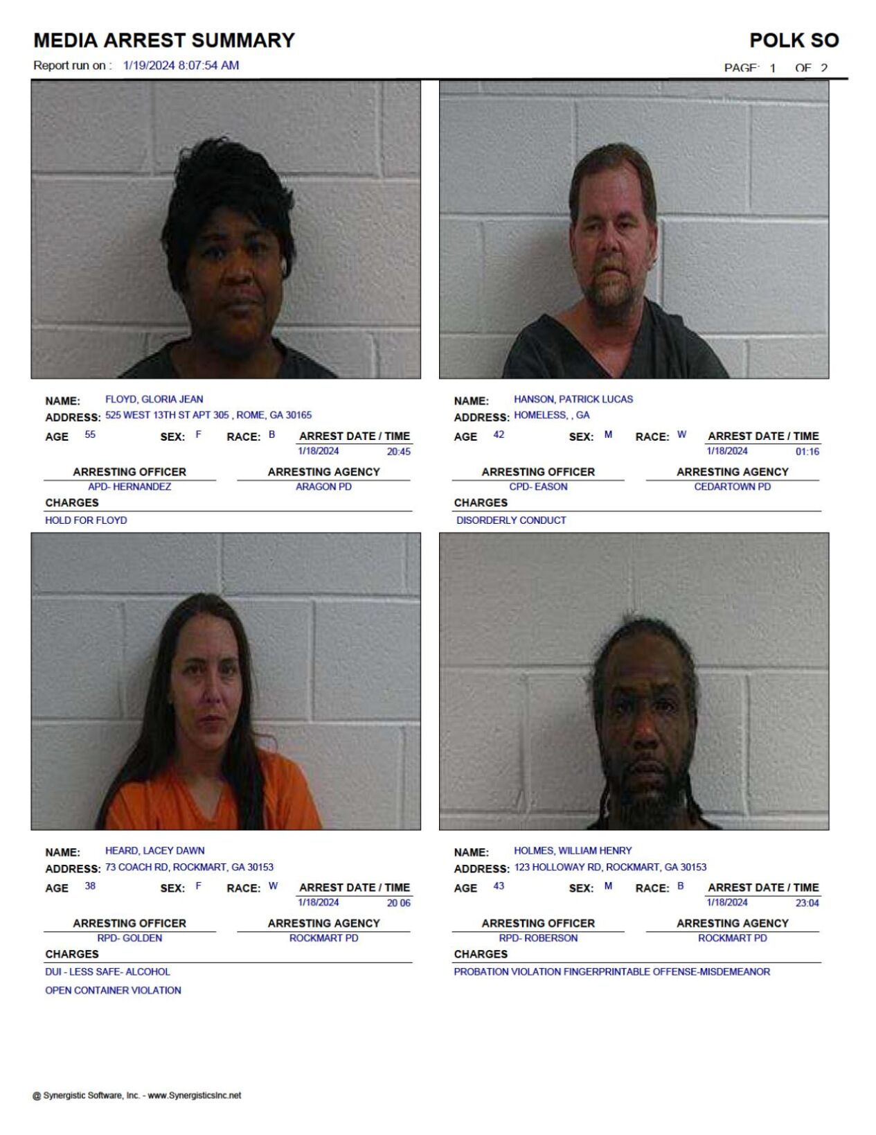 Polk County Jail Report for Friday, Jan. 19 | Police Fire ...