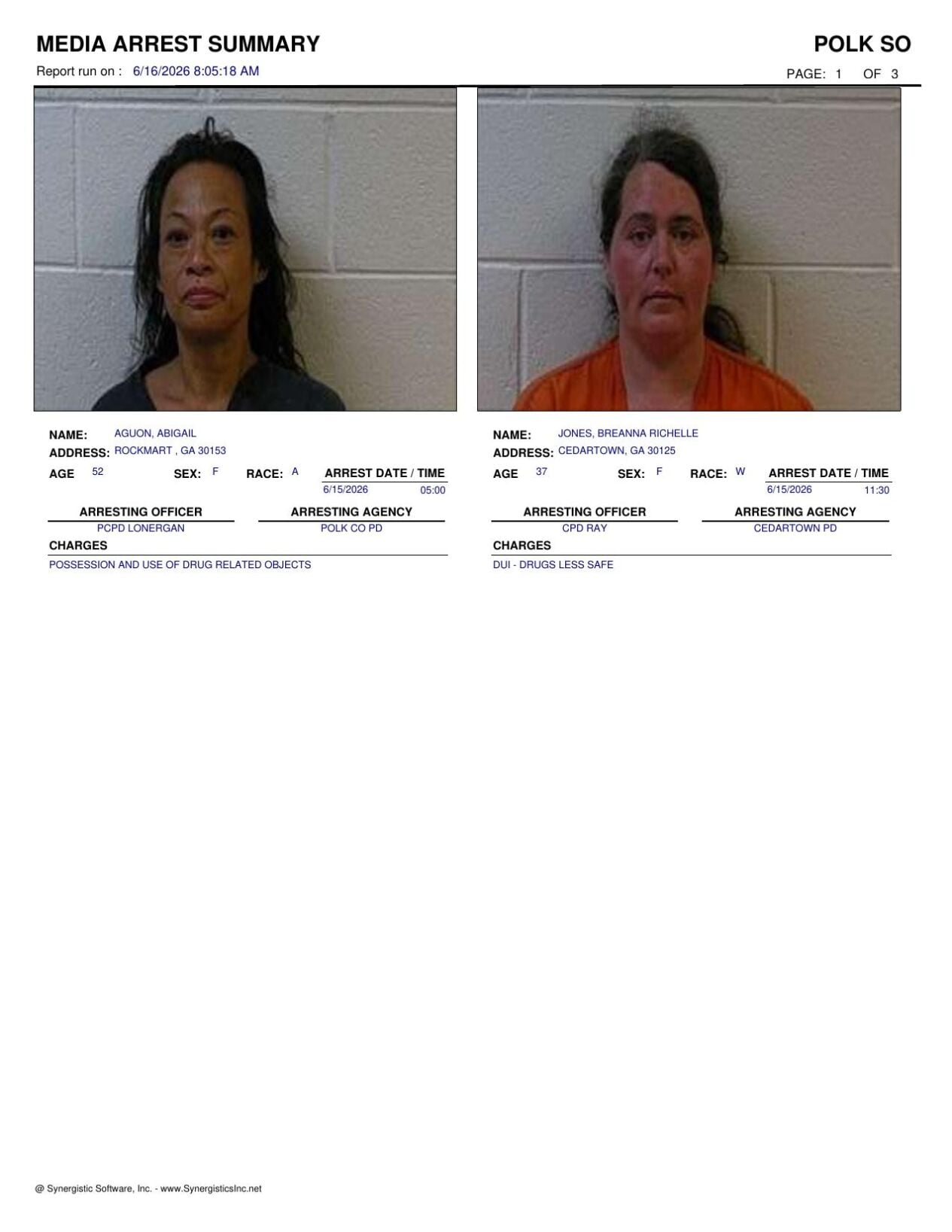 Polk County Jail Report for Tuesday, June 16 | Police Fire ...