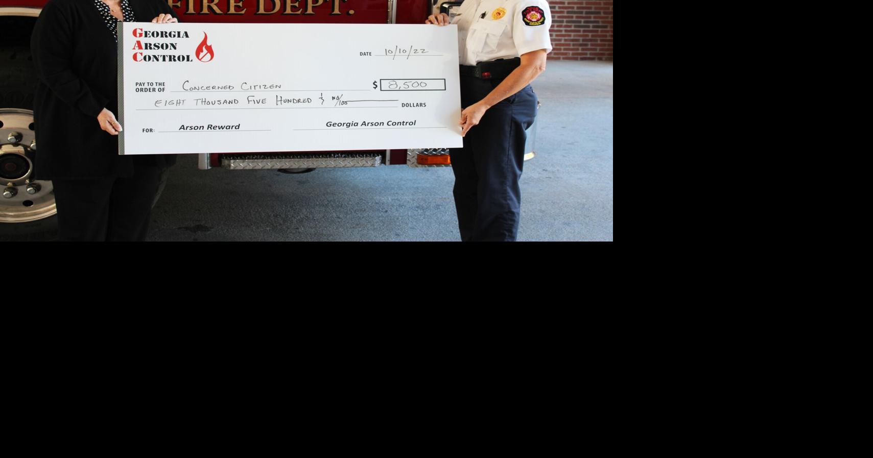 Reward check for $8,500 presented to arson tipster in Craton Road fire ...