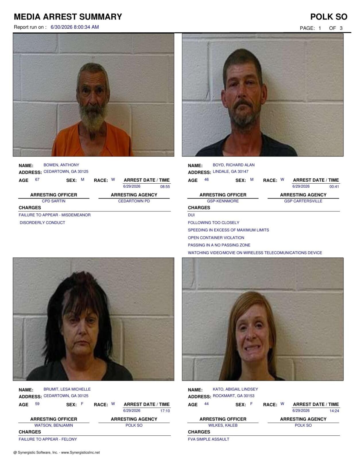 Polk County Jail Report for Tuesday, June 30 | Police Fire ...