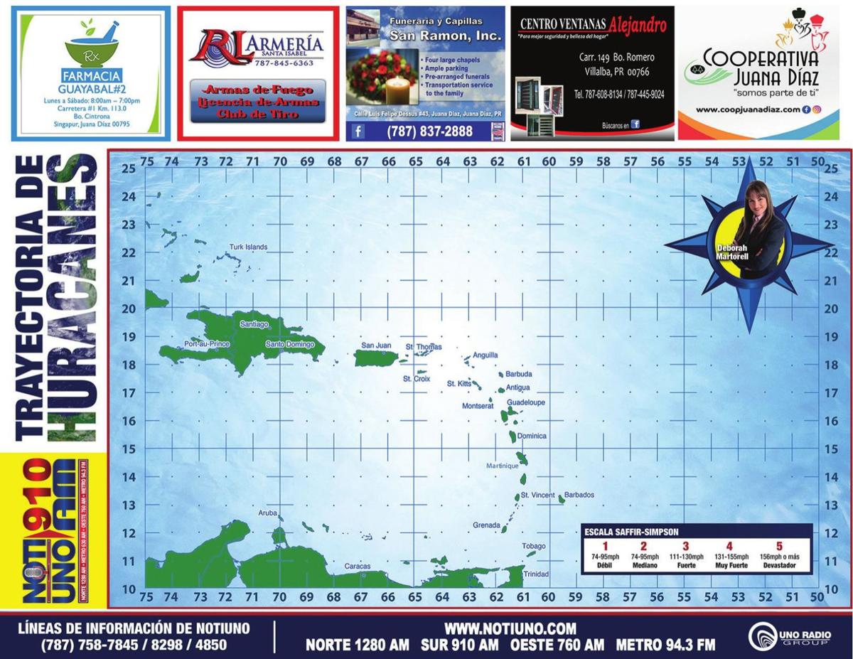 Mapa Trayectoria de Huracanes: Zona Sur | | notiuno.com