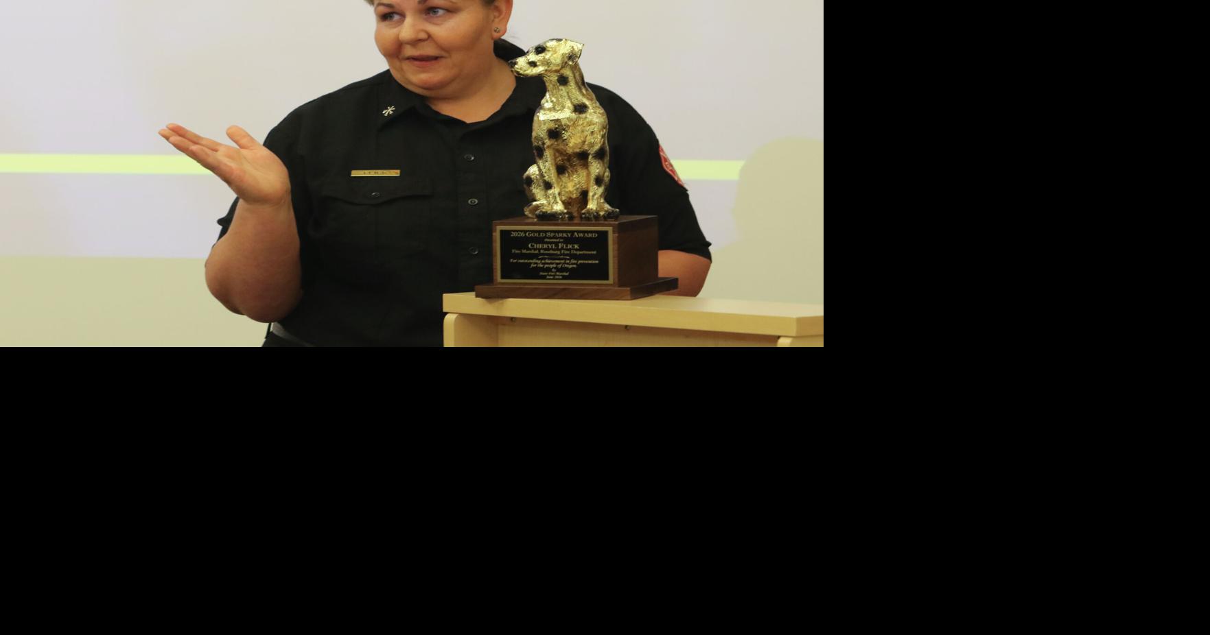 Roseburg Fire Marshal Cheryl Flick receives Golden Sparky award for ...