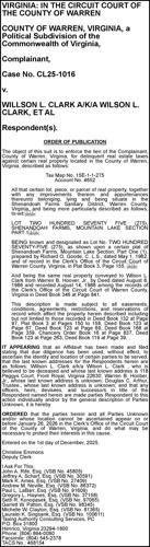 County of Warren v Wilson L. Clark | Notices | nvdaily.com