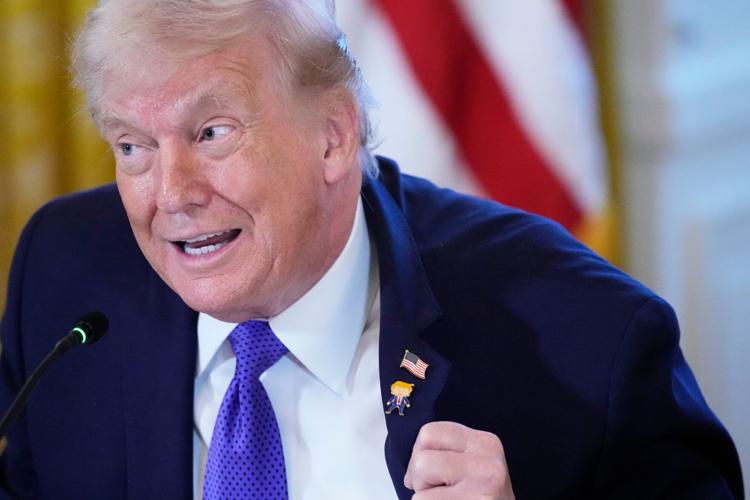 Trump wears a new 'Happy Trump' lapel pin, but insists he's never happy ...