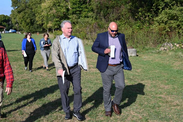 Kaine visits proposed rail trail site, Mt. Jackson manufacturer ...