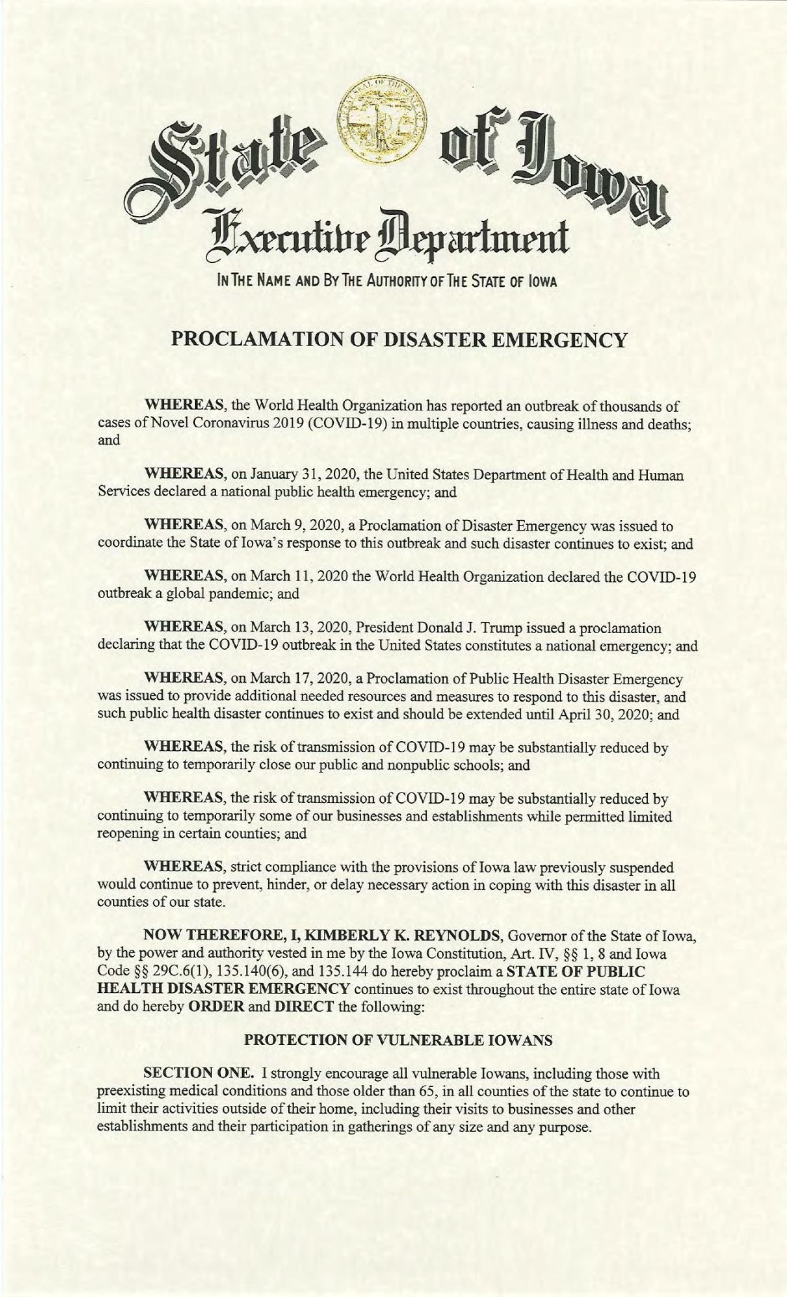 UPDATE: Iowa reopening on limited basis May 1 | News | nwestiowa.com