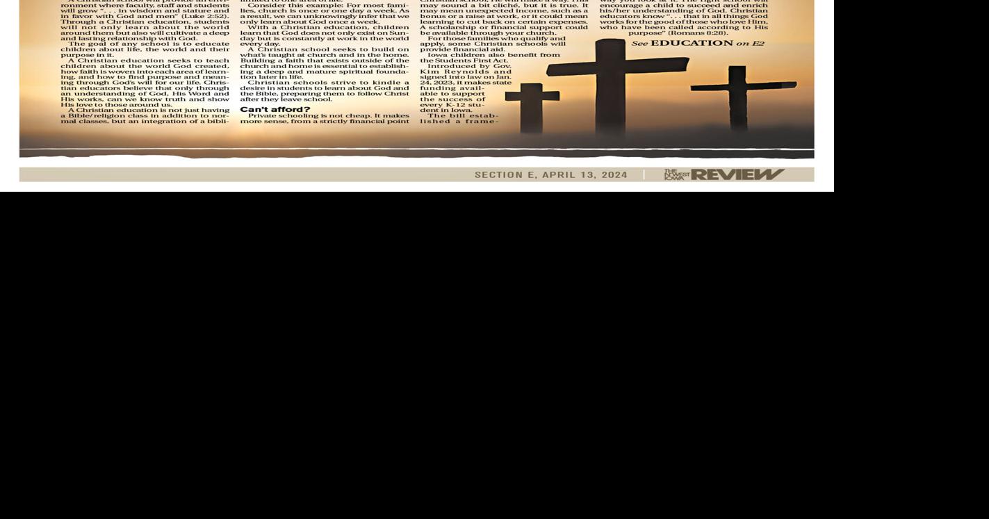 The N'West Iowa REVIEW Christian Education section April 13, 2024 ...